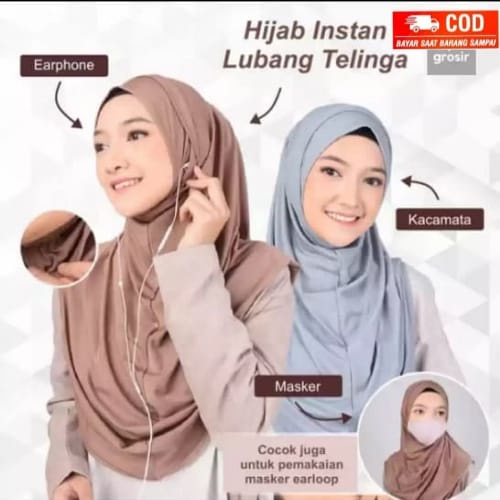 Instant Hijab Hijab Directly Wear Jersey Hijab With Ear Hole Variations ...