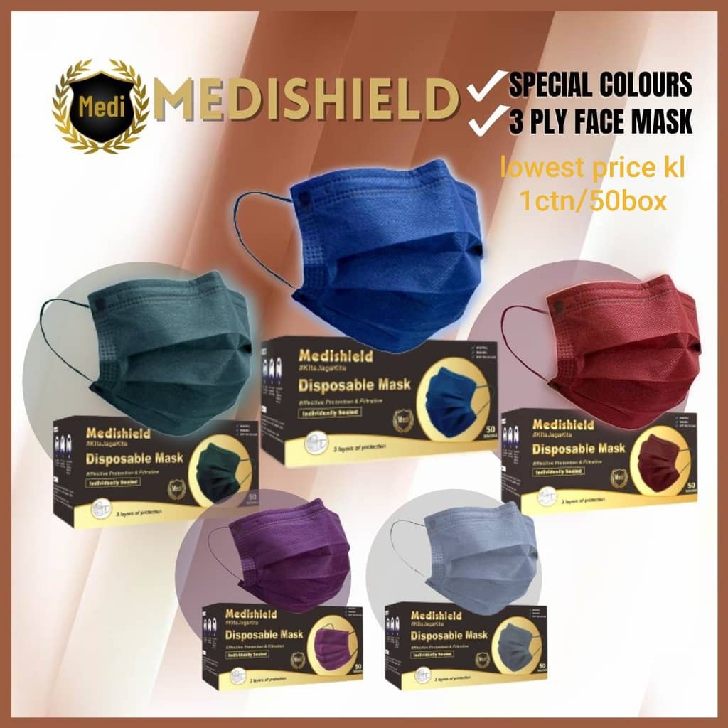 Medishield 50pcs Full Denim Blue colour 3ply Face mask Non Medical ...