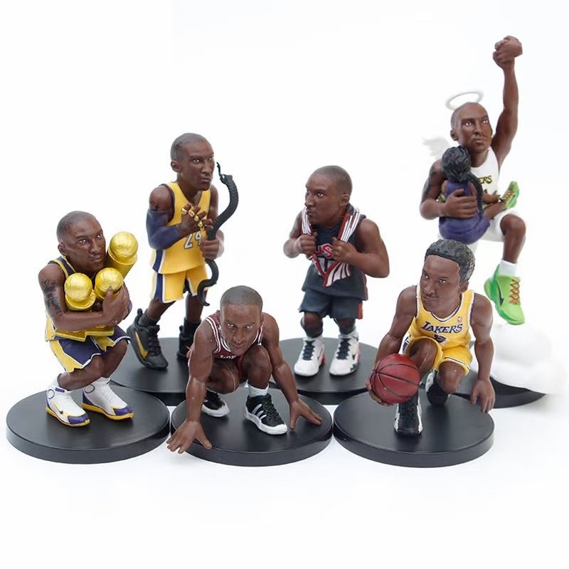 [6PCS/Set] NBA star model Kobe Road 6-piece set Mamba spirit trend Kobe Bryant Figure doll toy ...