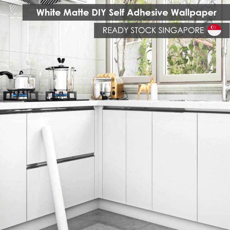 *READY STOCK 🇸🇬* White Matte DIY Wallpaper Sticker Furniture Wall ...