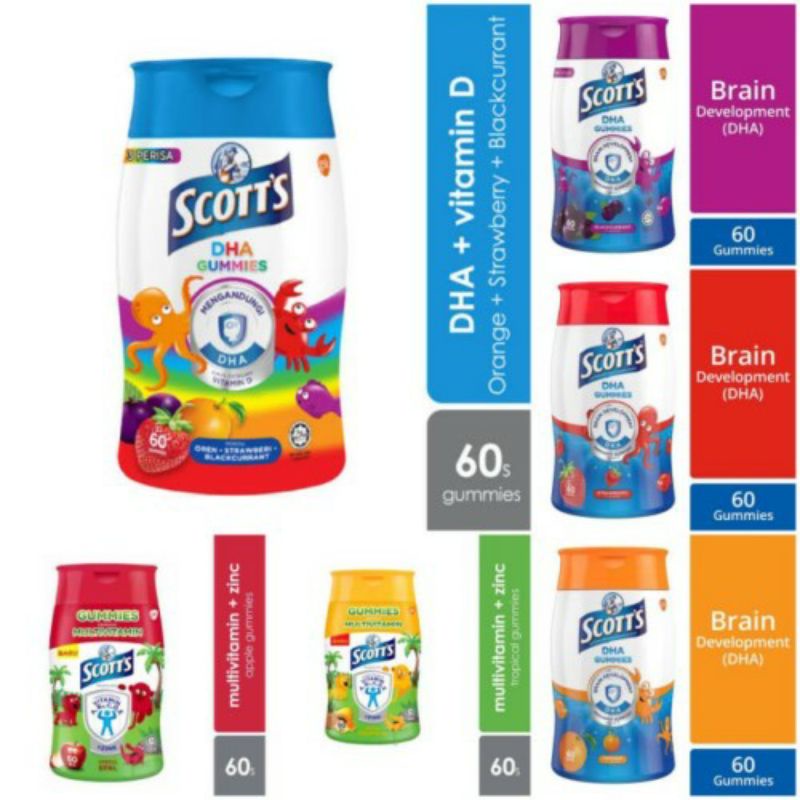 (FREEGIFT)Scott's DHA Chewable Gummies, Fish Oil Omega 3 Children ...