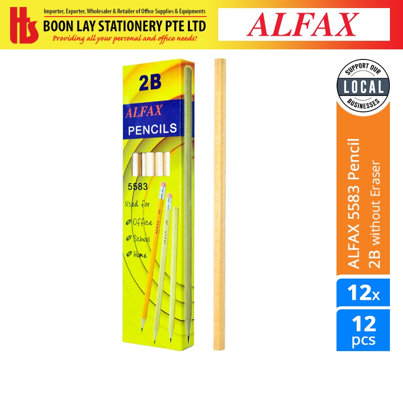 ALFAX 5583 Wooden Pencil 2B Without Eraser (12pcs per box) | Shopee ...
