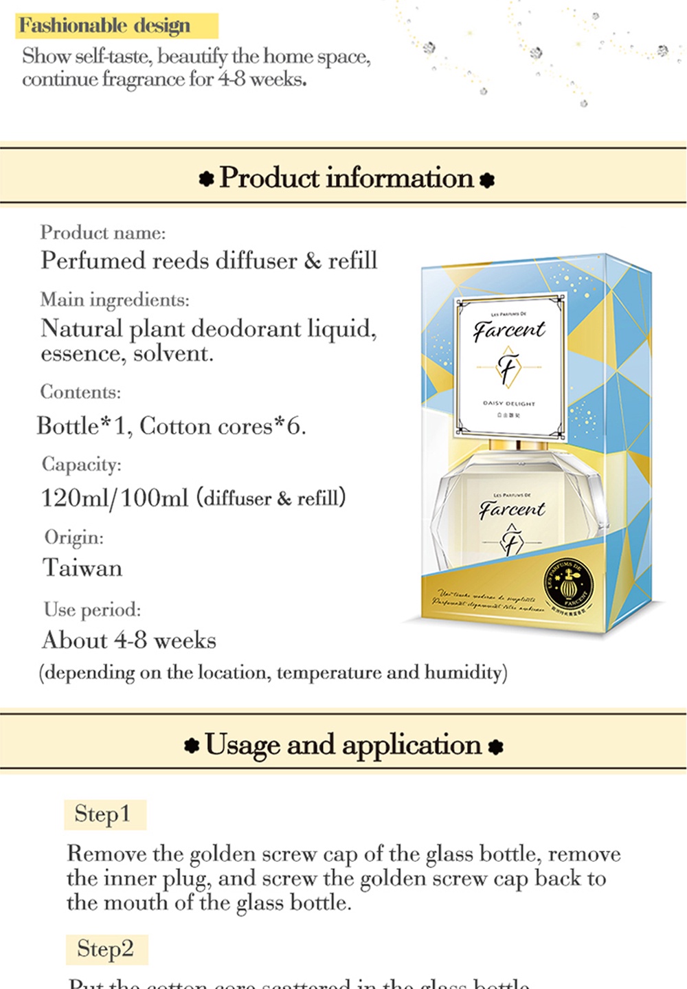 Farcent Les Parfums De Indoor Perfume Diffuser And Refill Premium Reeds ...