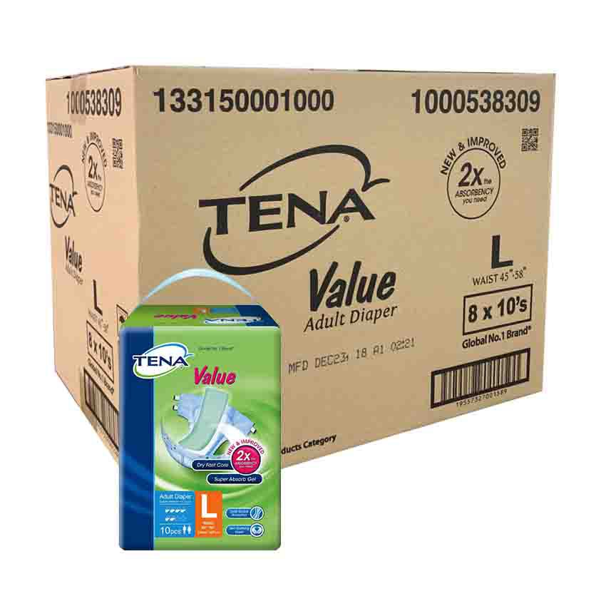 TENA Value Adult Diapers 8 Packs (8 x 10's) [Carton Deal Promotion] | Shopee Singapore