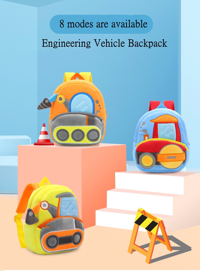 New Cute Cartoon Boy baby Excavator 3D Car Engineering Vehicle Plush ...