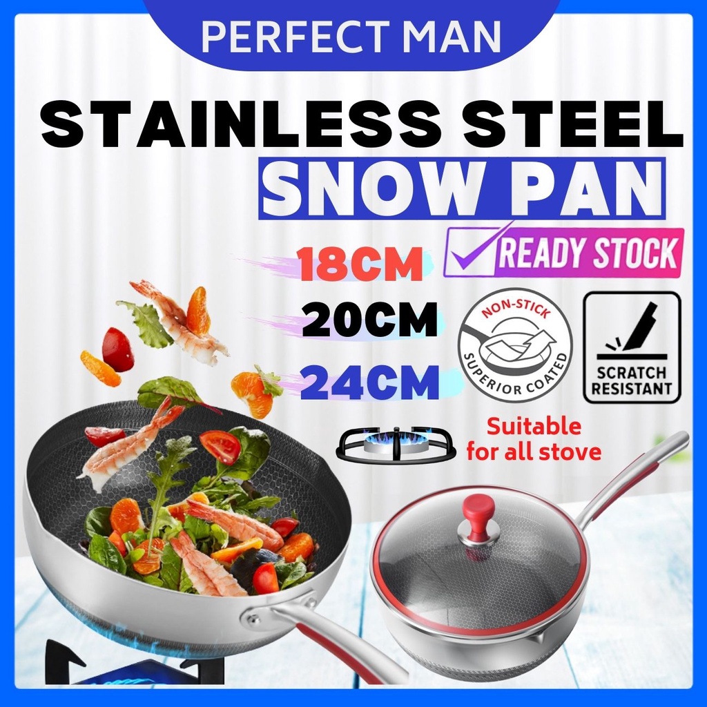 PM - Snow pan with Steamer 316 GRADE stainless steel small wok non ...