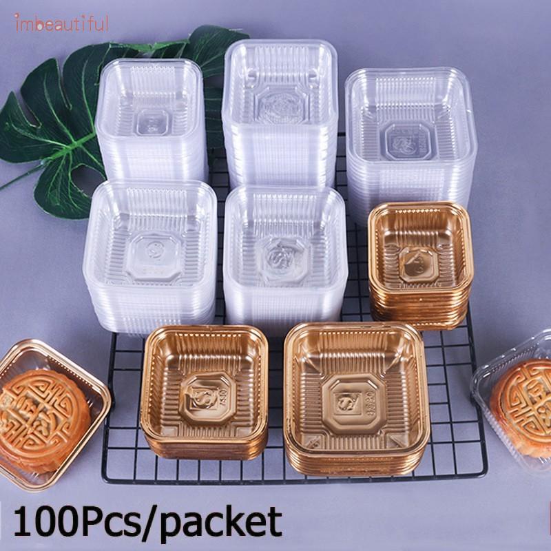 100PCS Mooncake Inner Transparent Food Packaging Box Golden Blister Box ...