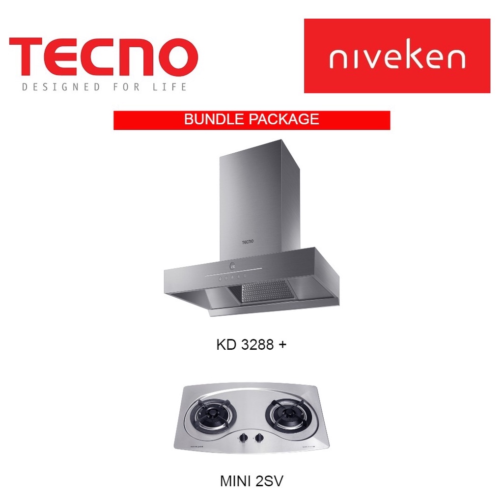 (Hood + Hob) Tecno KD 3288 High Suction Chimney Cooker Hood + Tecno ...