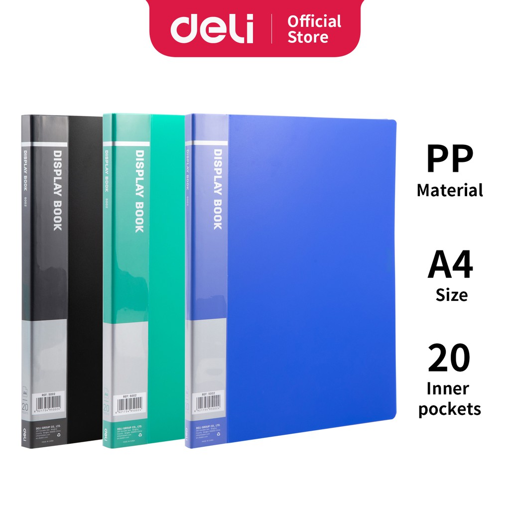 Deli Display Book E5002 Anti Static Inner Pocket Size A4 (20 Pages ...