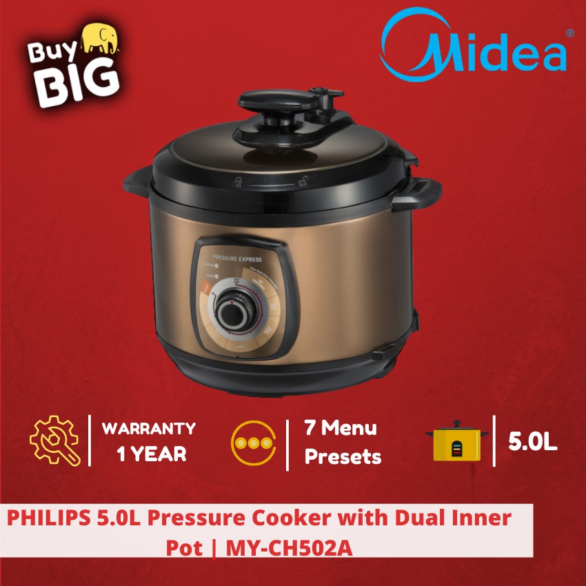 Midea 5.0L Pressure Cooker with Dual Inner Pot MY-CH502A (7 menu ...