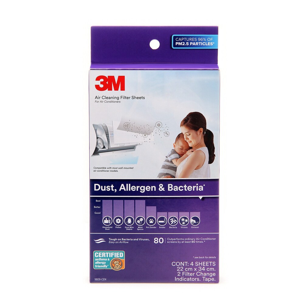 3M Filtrete Dust Allergen Bacteria Aircon Filter Purple (Sheet 22 X 34 cm/ Roll 38 X 270 cm ...