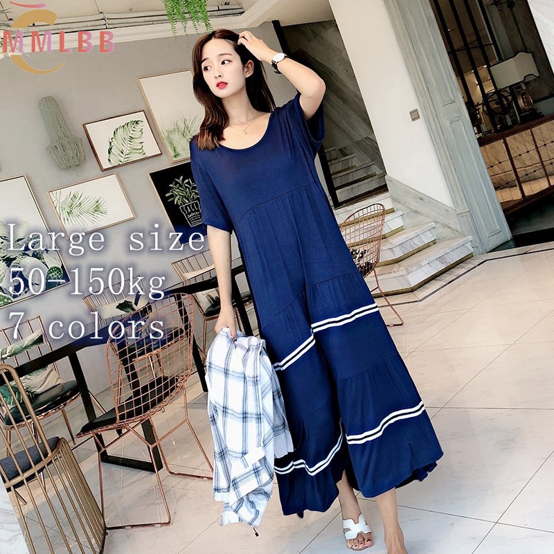Women maxi Dresses modal Plus Size Loose Short Sleeves long dresses A ...