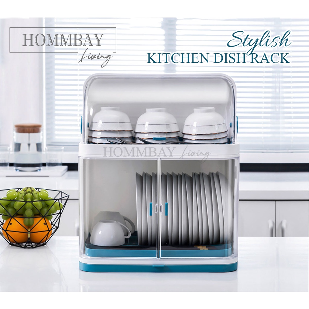 HOMMBAY Kitchen Rack , Kitchen Dish Rack with Cover , 2 Tier Kitchen ...