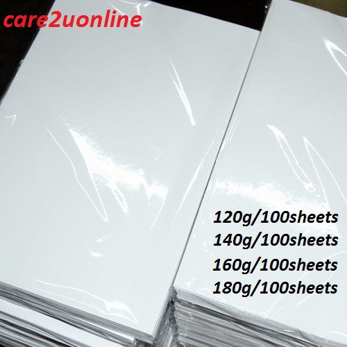 100sheets A4 INKJET Paper Glossy Photo Paper 120gsm 140g / 160gsm 180g ...