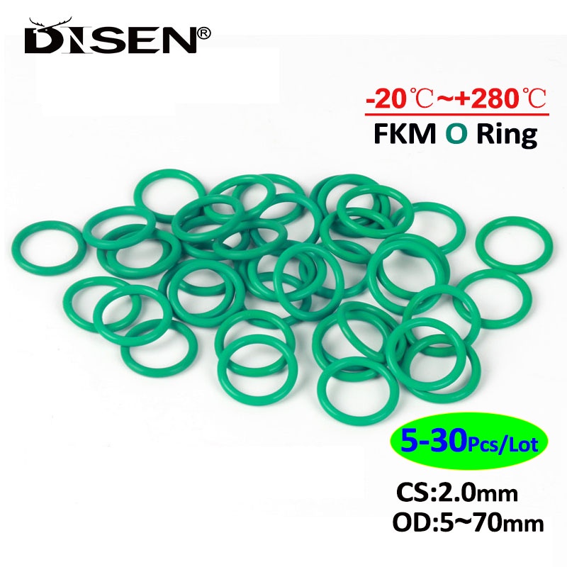 5-30Pcs CS 2mm Green FKM Fluorine Rubber O Ring O-Ring Oil Sealing ...