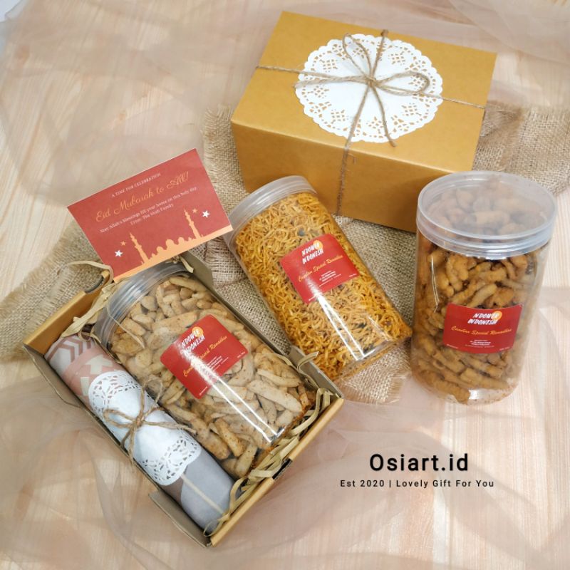 Eid Al-Fitr Hampers Hijab Sequare and Spicy Snacks Basreng Fried ...