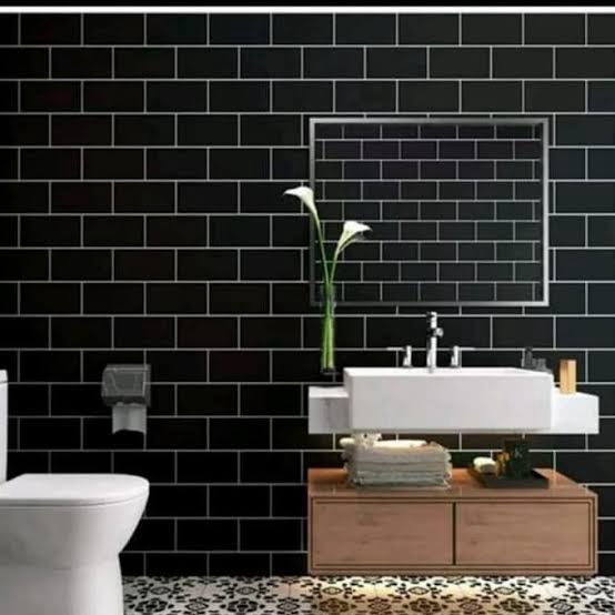 HITAM Meth WALLPAPER STICKER WPS143 BLACK Brick BLACK BRICKSTICKER Wall ...