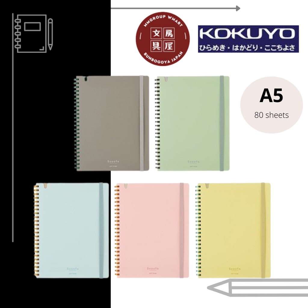 Kokuyo Sooofa Soft Ring Notebook A5 4mm Graph (80 Sheets) | Shopee Singapore
