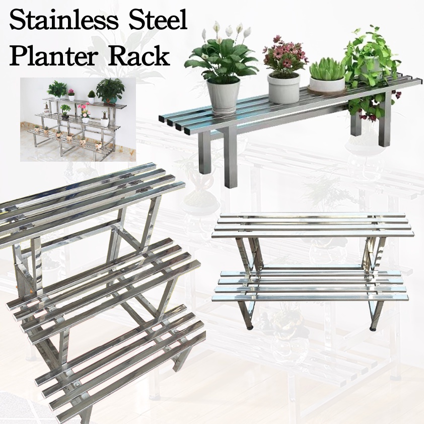 Stainless Steel Flower Rack Indoor/Outdoor Metal Plant Rack Ladder ...