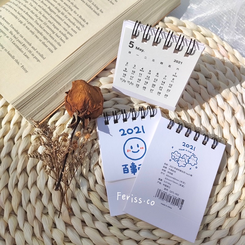 迷你可爱小台历 2021 Mini Calendar Simple Korean Style Desktop Calendar ...