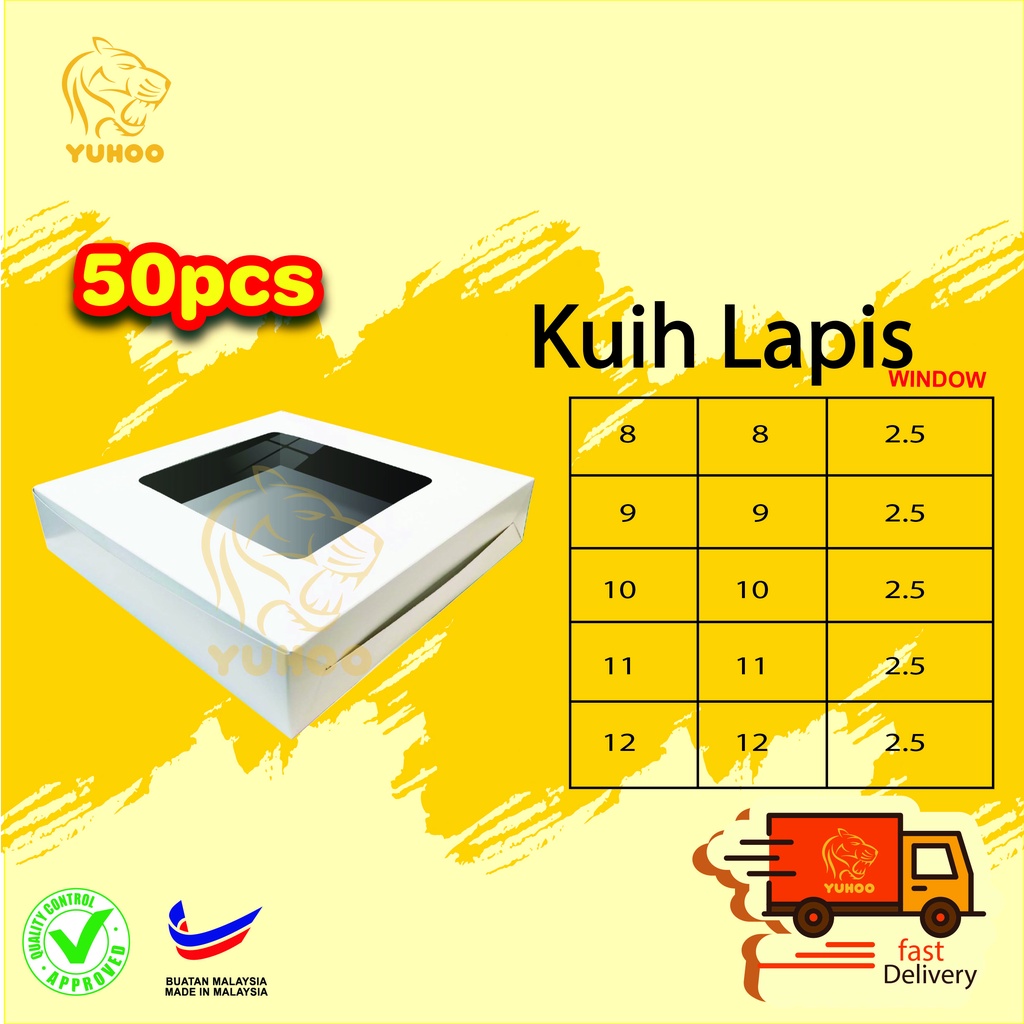 (50pcs) White Window KUIH LAPIS box, Tray box/KUIH LAPIS box | Shopee ...