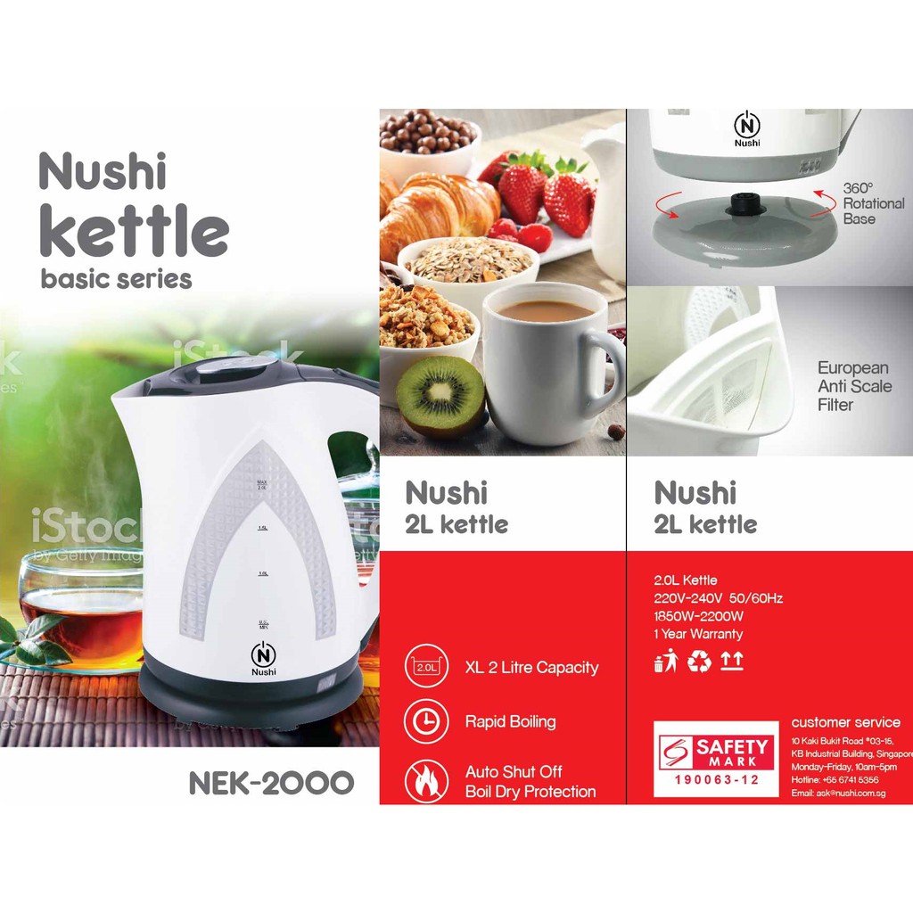 ★1 Year Free Warranty ★ NUSHI ELECTRIC KETTLE STAINLESS STEEL WITH HIGH ...