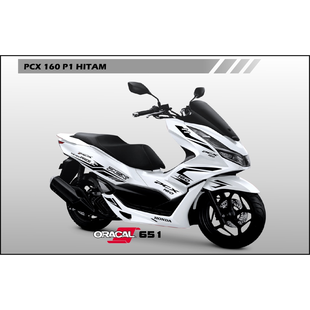 PUTIH HITAM Sticker HONDA PCX 160 White CUTTING STICKER Black | Shopee ...