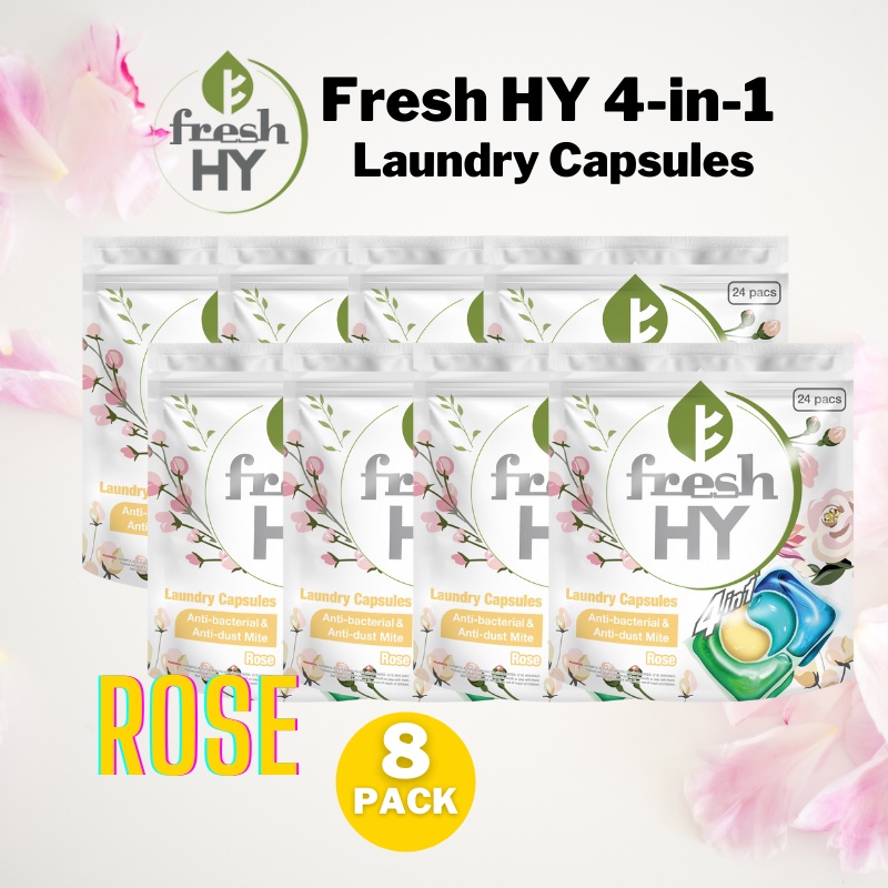 Fresh HY 4-in-1 Laundry Capsules 24pcs x 8 Refill Packs (Lavender ...