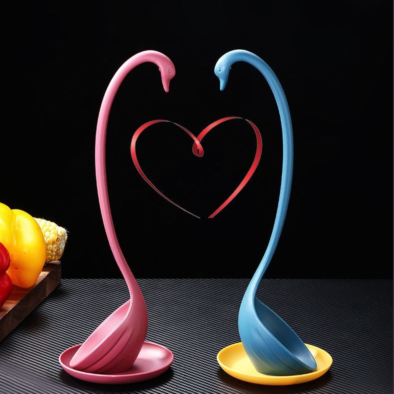 💚SG Local Stock💚Multi Color Swan Long Handle Spoon Stand Soup Spoon ...