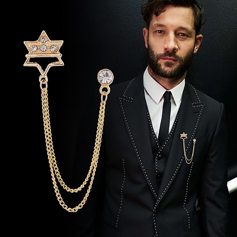 6-pointed star-shaped Men's Vest Pin, Fashionable Vest Lapel Pin ...