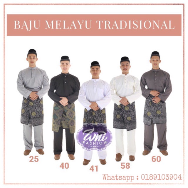 BAJU MELAYU TRADISIONAL BERPESAK WNI (BASIC COLOR EDITION) | Shopee ...