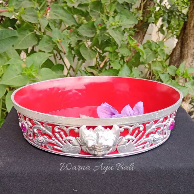 MERAH Balinese Plastic Carved Tamas - Boma Round (Red-Silver) | Shopee ...