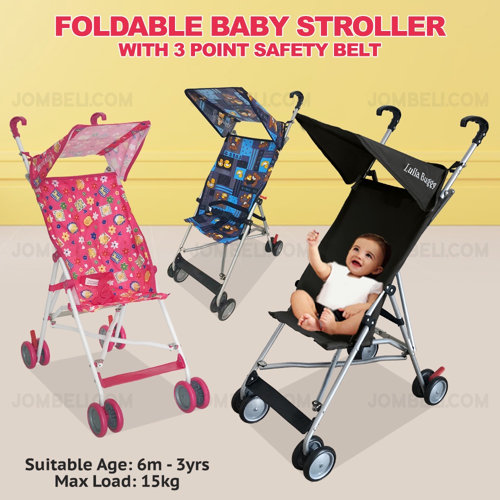 FOLDABLE BABY STROLLER WITH 3 POINT SAFETY BELT Lightweight Foldable ...