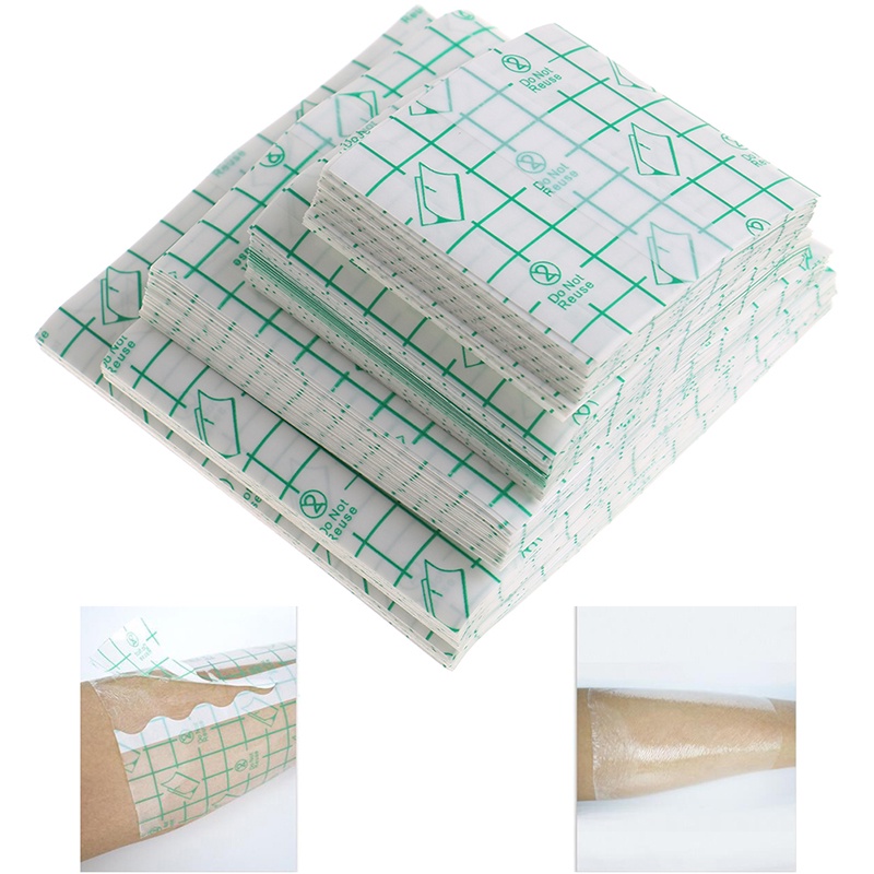 100 pcs Medical Grade Transparent Waterproof Tape PU Film Plaster Patch ...