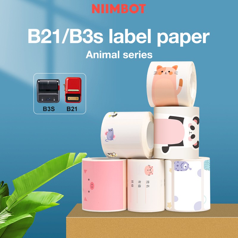 Niimbot B21/B3S label printing paper cute name sticker waterproof self adhesive cute animal ...