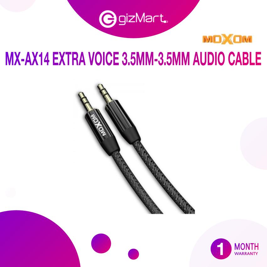 MOXOM MX-AX14 3.5mm to 3.5mm Aux Braided Nylon Fiber Audio Cable 2m (Black) | Shopee Singapore