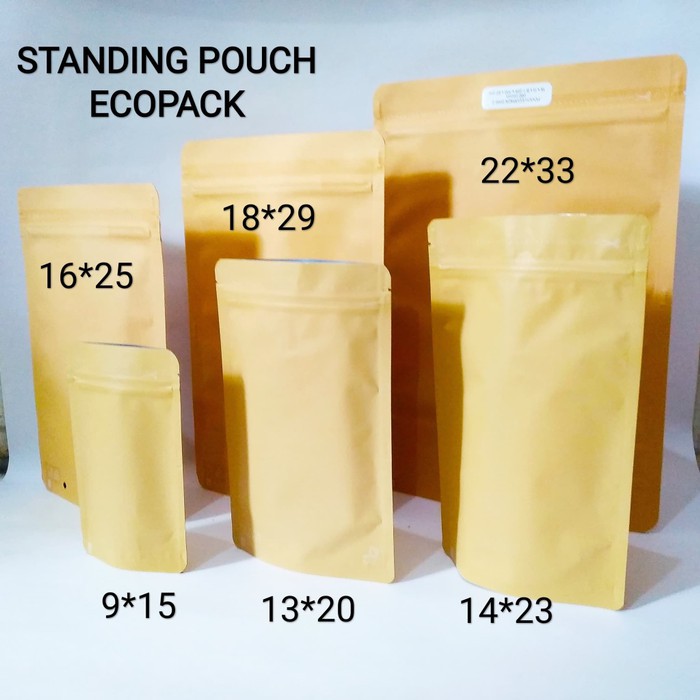 Ecopack POUCH 750 Z - 16 X 25,5 CM - STANDING POUCH KRAFT PACKAGING ...