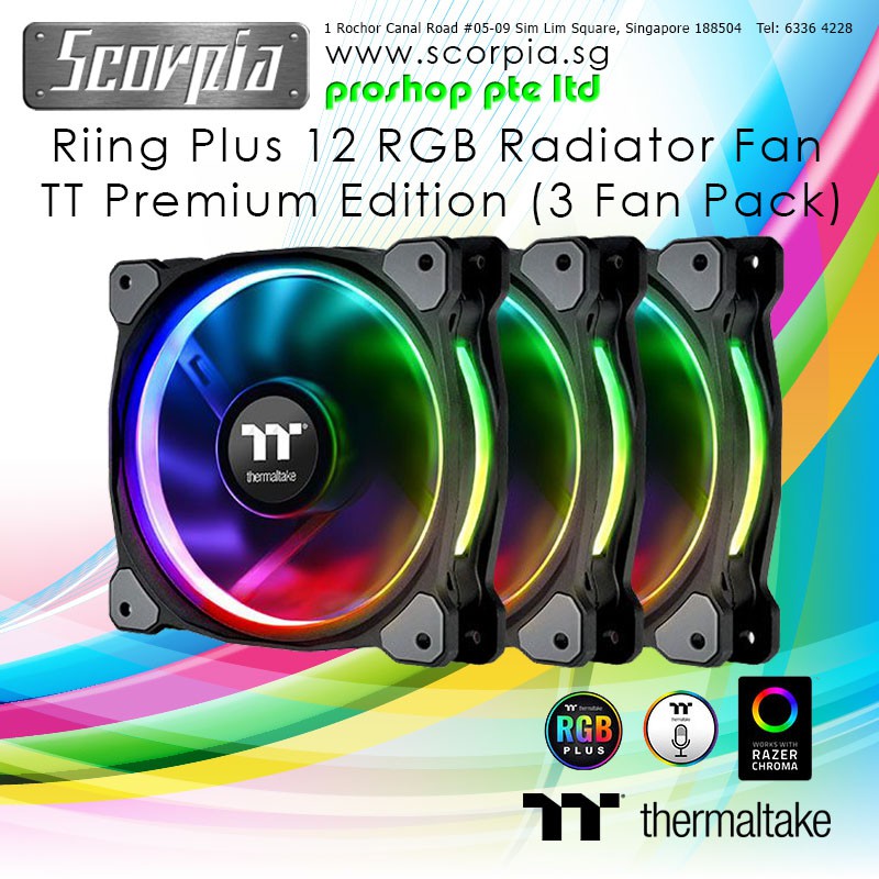 Thermaltake Riing Plus 12 RGB Radiator Fan TT Premium Edition 120mm (3 ...