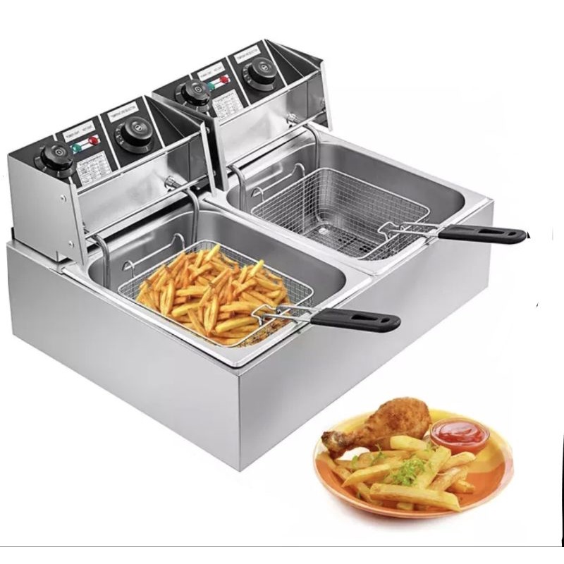 Commercial Electrical Double Deep Fryer 6L + 6L | Shopee Singapore