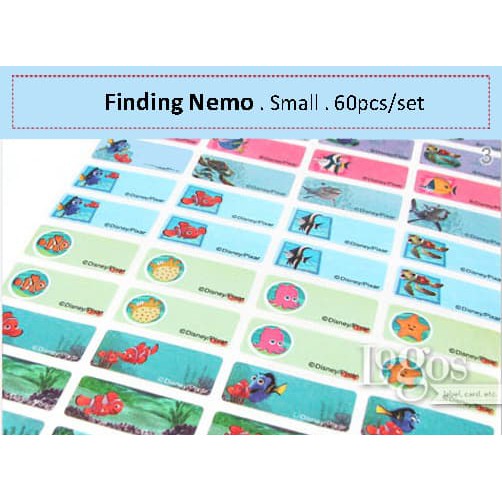 Finding Nemo SMALL. Marlin's clown fish dory blue sea ocean name Label ...