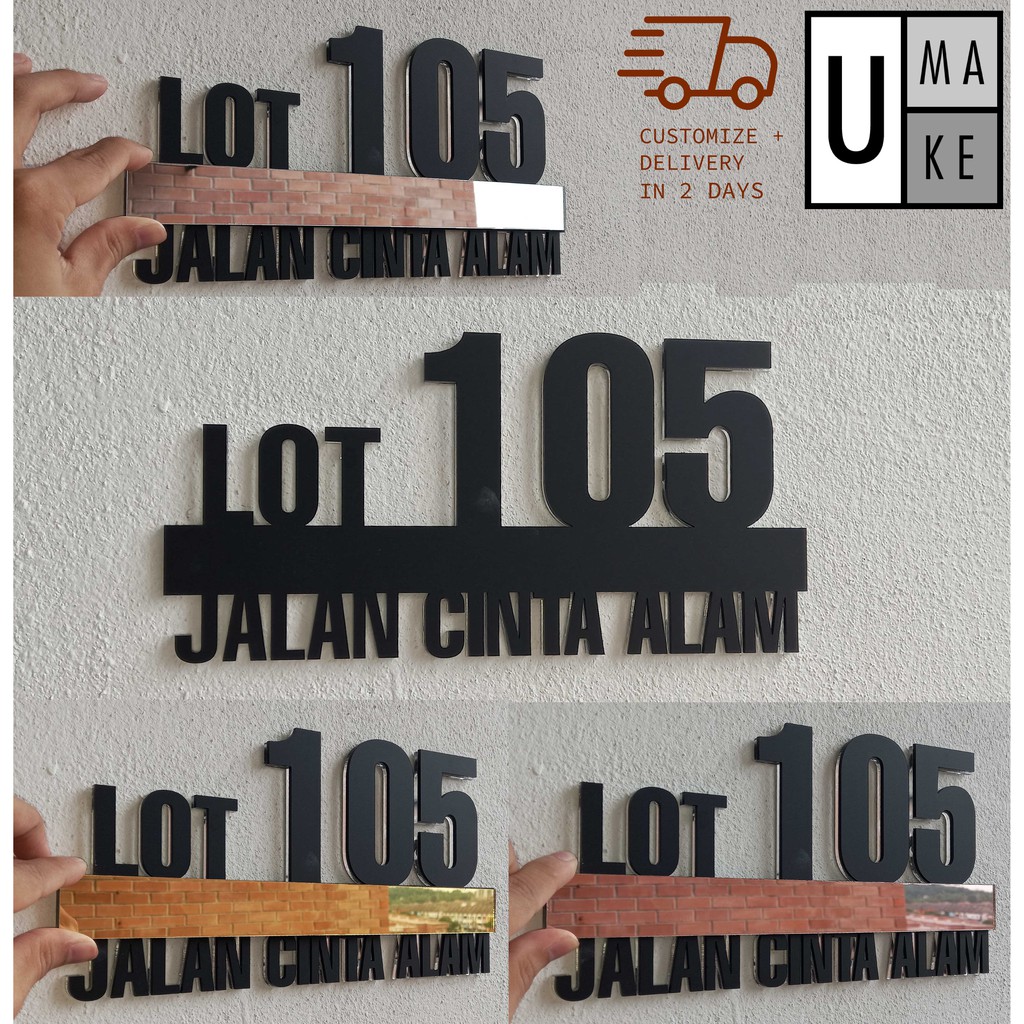 UMAKE Customized House Number Plate Acrylic Sign 3D 门牌Minimalistic ...