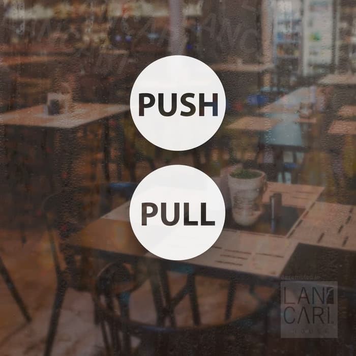 Sticker Cutting Decal Push Pull Push Pull Glass Sticker cafe door ...
