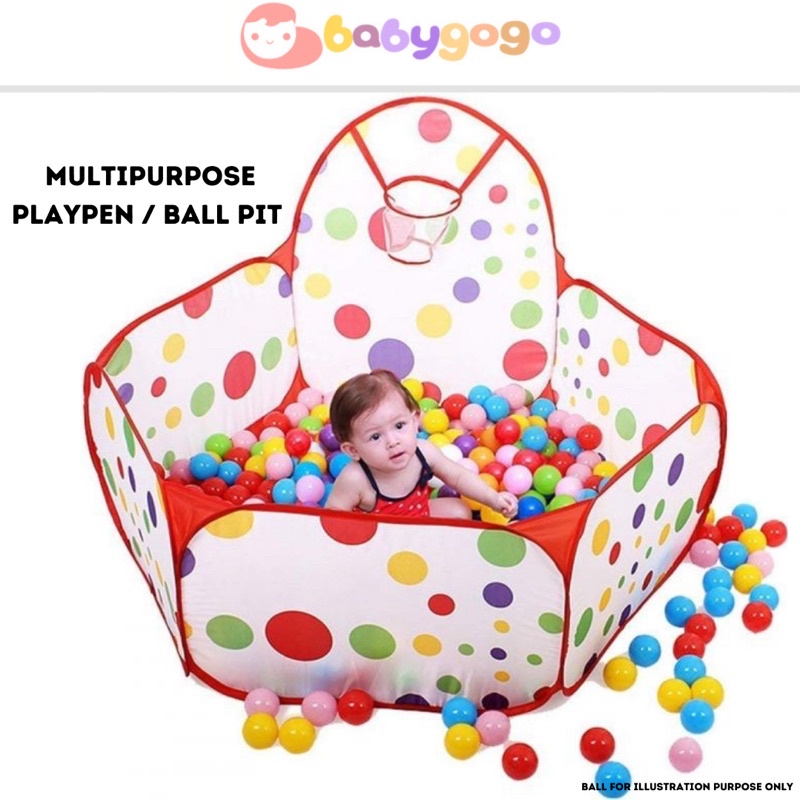 [SG Stock] Playpen Ball Pit with Basketball Hoop for Toddler Foldable ...