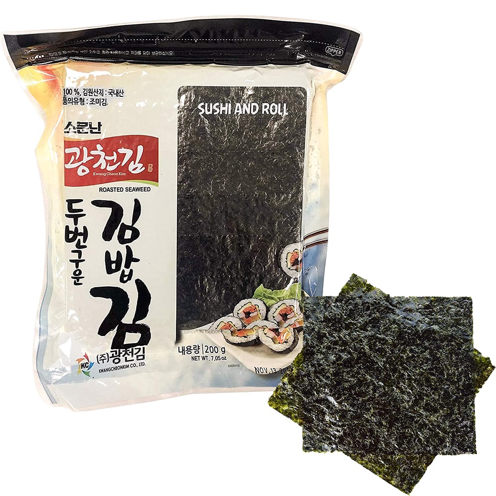 Kwangcheonkim Sushi Nori Seaweed Sheets – 100 Full Size Roasted Crispy ...