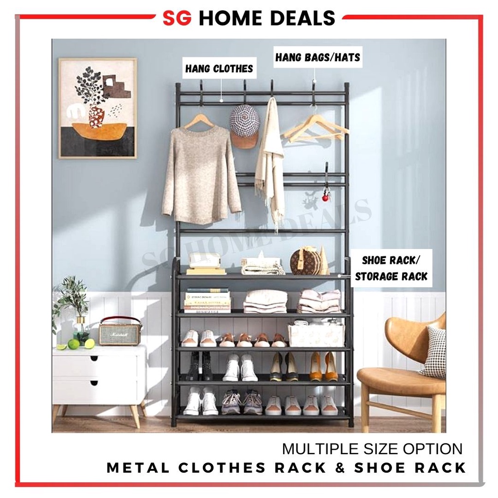 [SG STOCKS] XM 3-In-1 Multifunction Standing Clothes Rack/Versatile ...