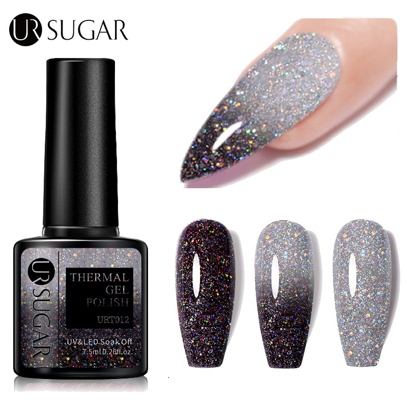 UR SUGAR Thermal Ultra-thin Glitter 3 Colors Soak Off UV Gel Color ...