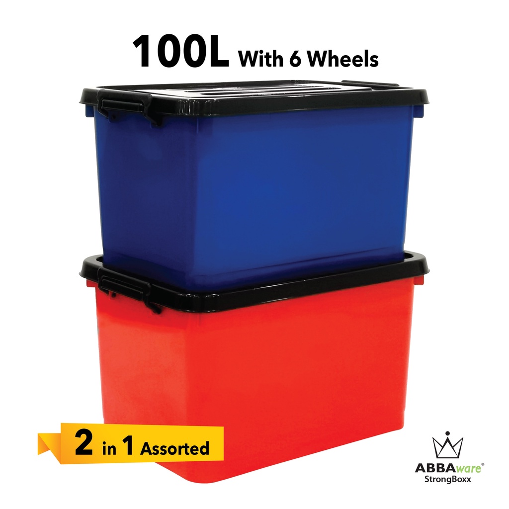 Abbaware Storage Box 100 Litre /Kotak Simpanan dengan roda/Storage Box ...