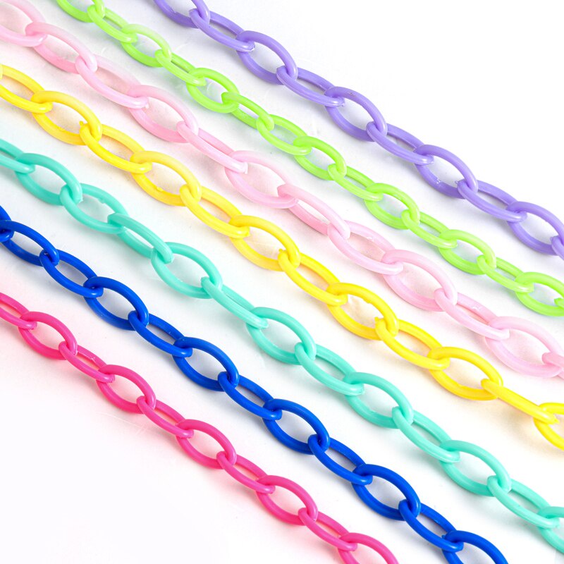 50CM 1pcs Colorful Plastic Chain Links Acrylic Lobster Clasp Keychains ...
