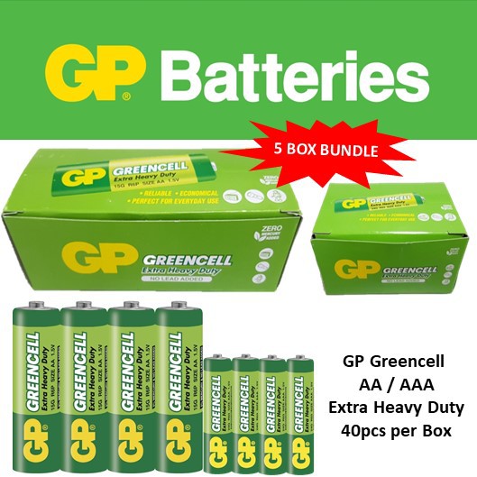 [5 Box Bundle] GP Greencell AA / AAA 200 Pieces Extra Heavy Duty ...