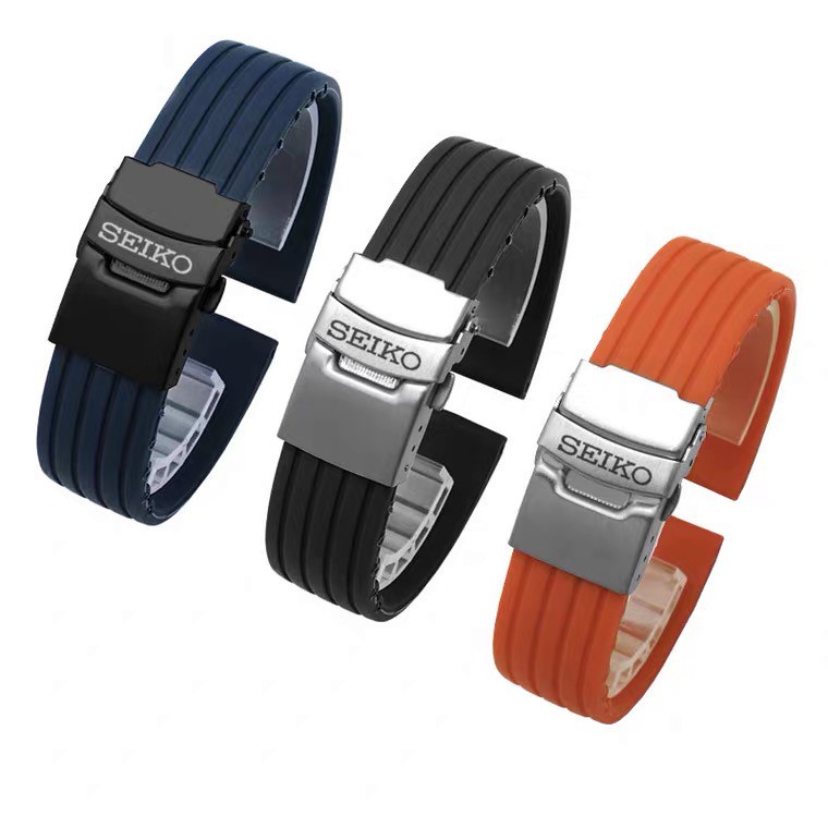 20mm 22mm Waterproof sweat Seiko Watch Band Rubber Strap Mens Luxury ...